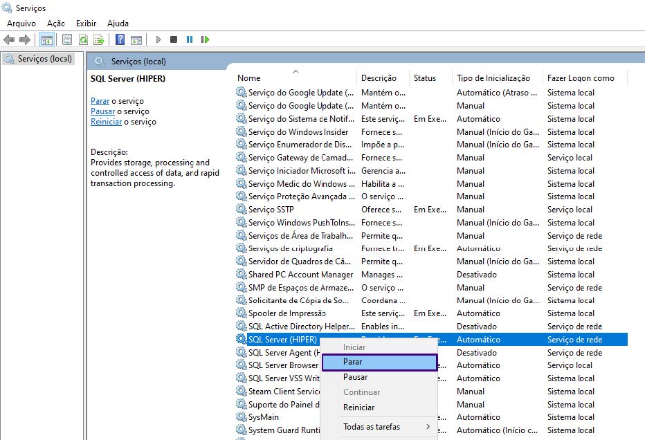 Como criar e restaurar um Backup do Banco de Dados no Hiper