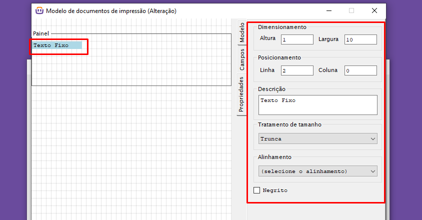 Personalização de Modelo de Formulário
