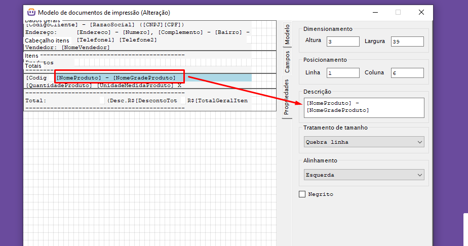 Personalização de Modelo de Formulário