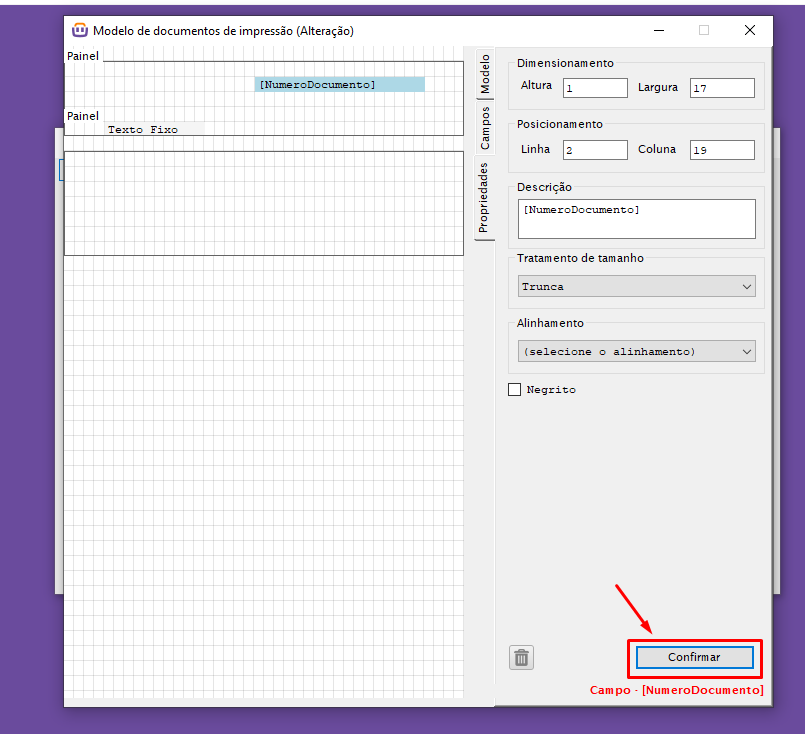 Personalização de Modelo de Formulário