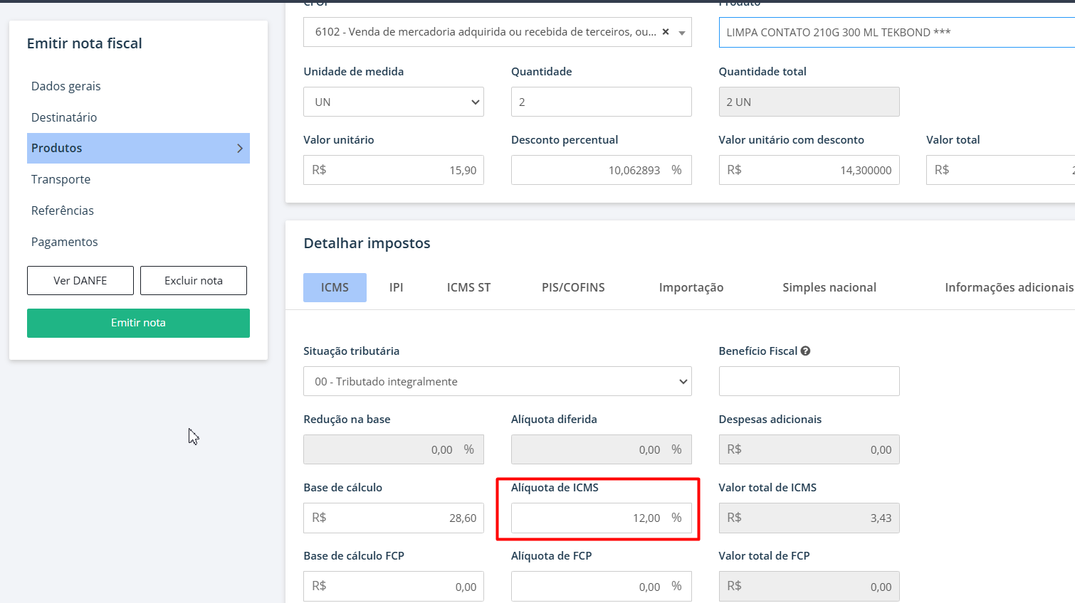 Rejeição 663: Alíquota do ICMS com valor superior a 4 por cento na ...