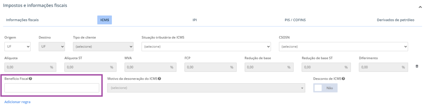 Configurando o Código de Benefício Fiscal – cBenef